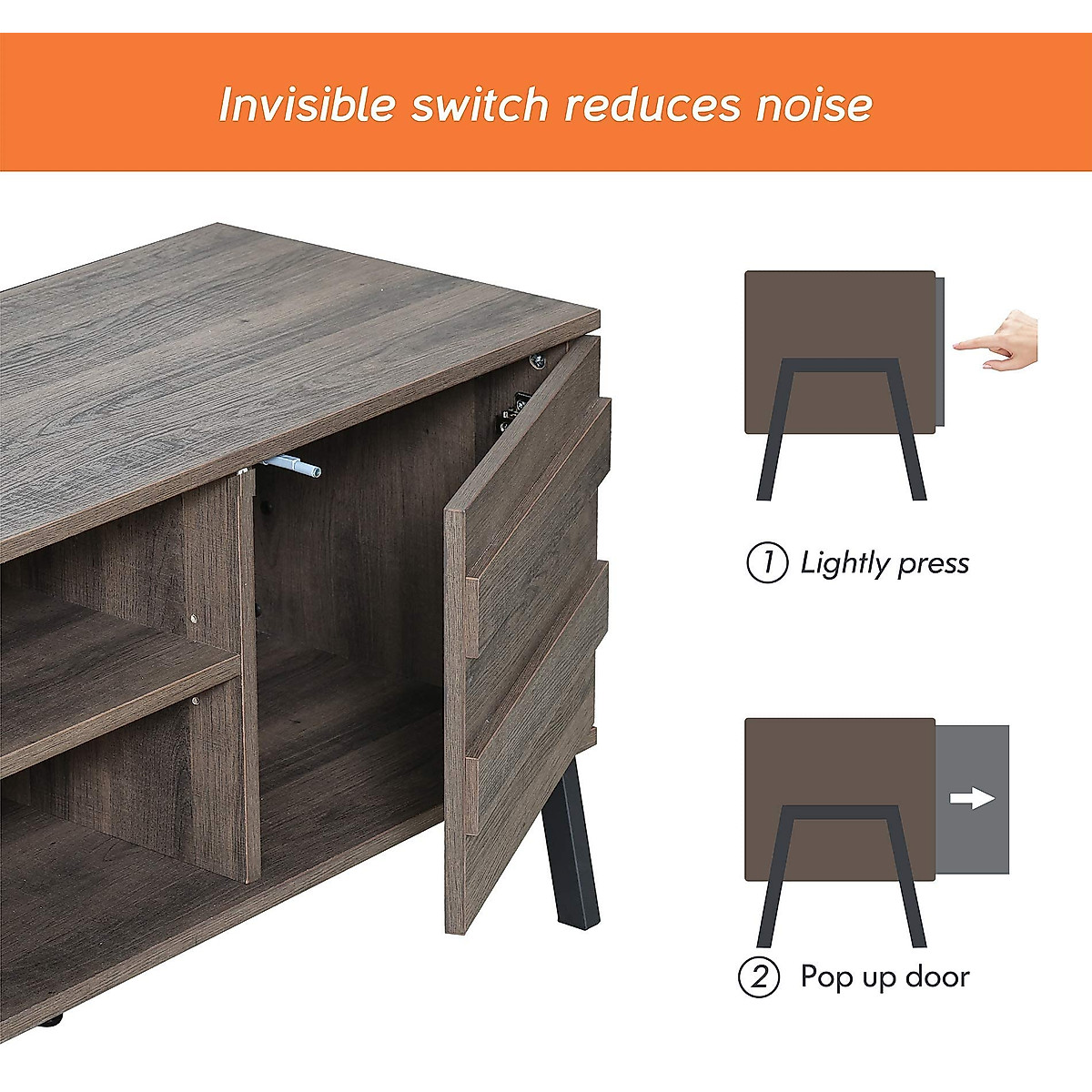 WAMPAT Mid-Century Modern TV Stand for 65 inch TV, Wood Entertainment Center Retro TV Console with 4 Storage Cabinet for Living Room Bedroom, 60'' Espresso