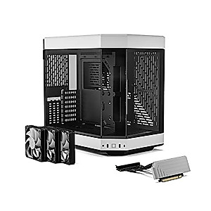 HYTE Y60 Modern Aesthetic Dual Chamber Panoramic Tempered Glass Mid-Tower ATX Computer Gaming Case with PCIE 4.0 Riser Cable Included, White (CS-HYTE-Y60-BW)