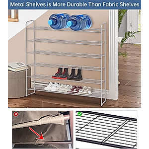 KEETDY Long 6 Tier Shoe Rack Organizer Tall Metal Shoe Organizer for Entryway Bedroom Floor Garage, Wide Shoe Shelf Storage Fits 42 Pairs Men Sneakers, Gray