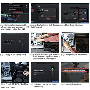 20FT Oculus Quest 2 Link VR/Virtual Reality Headset Cable for PC Gaming，USB 3.2 Gen1 5Gbps Type C to USB Type A ，High Speed Data Transfer & Fast Charger for Quest 2 and Quest