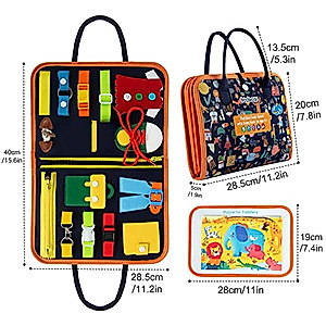 Freebear Busy Board, Toddler Travel Toys, Quiet Book, Sensory Toys for Toddlers 2 3 4, Montessori Toys for Toddler Activities Board, Educational Toys for 2 Year Old Girls Boys Gift，Dark Blue