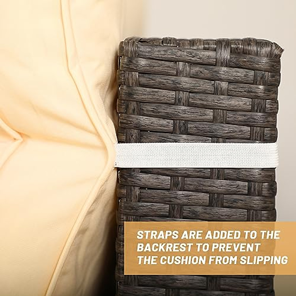 PAOLFOX 5 Piece Patio Furniture Sets,Patio Conversation Sets,Wicker Patio Furniture,Rattan Outdoor Furniture,Patio Sofa,Deck Furniture Brown/Beige