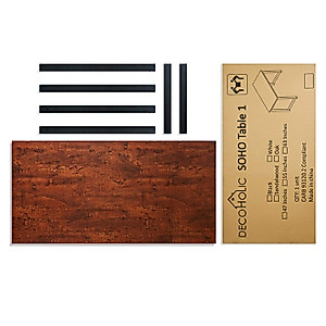 Decoholic Modern Computer Desk 63" Large Workstation Office Desk Computer Table Study Writing Desk for Office Home, with Leg Bars,Industrial Style, Sandalwood Board Black Leg