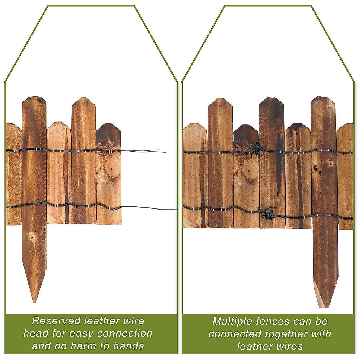 Gtouse Wooden Fence Edging, Garden Fencing Border, Wood Landscape Edging Border for Decorative Spring Garden Patio Pathway Courtyards Balconies Planting Fences