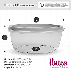 Unica Round Food Container, BPA-free Microwave Bowls with Lids, Airtight Container, Stackable Mixing Bowl Set, Freezer & Dishwasher Safe, Set of 3, 26 oz, 6.9x6.9x3.01 in