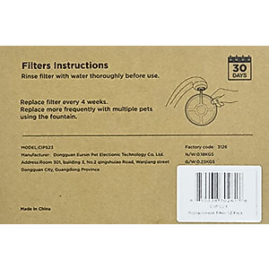Ciays Replacement Filters Only for Ciays 236oz/7L Pet Water Fountain Ultra-Large Capacity Cat Water Fountain Dual Filtration Dog Water Fountain Bowl with Huge Drinking Area 12 Pcs, Blue