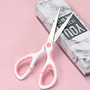 Multipurpose Pink Scissors Ergonomic Comfort-Grip Shears Stainless Steel 6.9 Inches Office Scissors for Fabric Cutting, Home, Leather Arts Crafts Scissors (Pink)