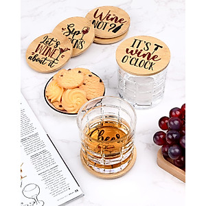 Xylolfsty Funny Wine Glass Covers to Keep Bugs Out Wood Drinking Glass Lids Appetizer Glass Toppers Outdoor Drink Covers for Coffee Mugs, and Water Glasses Bamboo Wine Accessories Housewarming Gift