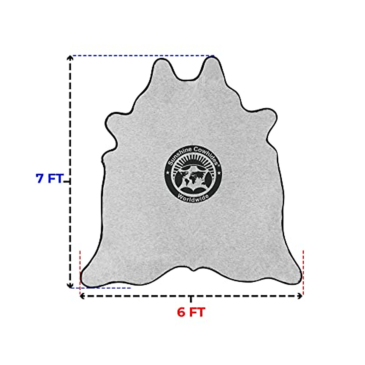 Sunshine Cowhides Grey Cowhide Rug 6ft x 7 ft. 180cm x 210 cm