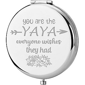 ENSIANTH Yaya Pocket Mirror Best Yaya Ever Grandma Gift Yaya Gift Yaya Compact Mirror for Grandmother (Yaya Mirror)