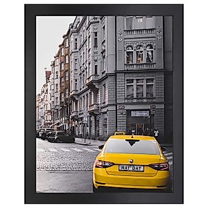 Golden State Art, 16x20 Black Picture Frame Made of Solid Wood & Tempered Glass (1 Pack)