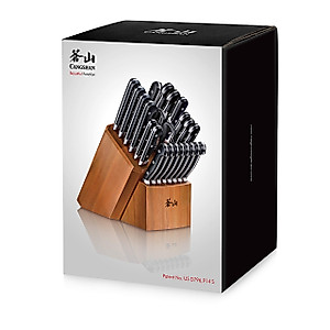 Cangshan V2 Series 1024128 German Steel Forged 23-Piece Knife Block Set, Acacia