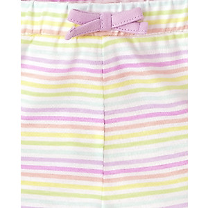 The Children's Place baby girls The Children's Place Unisex Basic Everyday, 100% Cotton, Shorts Casual Pants, Blue Coral/Pink Sand/Rainbow Stripe/Windflower - 4 Pack, 3-6 Months US