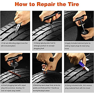 AUTOWN Flat Tire Repair Kit with Plugs 31 Pcs for Car, Motorcycle, ATV, Jeep, Truck, Tractor Flat Tire Puncture Repair