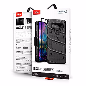 ZIZO Bolt Series for LG Stylo 6 Case with Screen Protector Kickstand Holster Lanyard - Black & Black