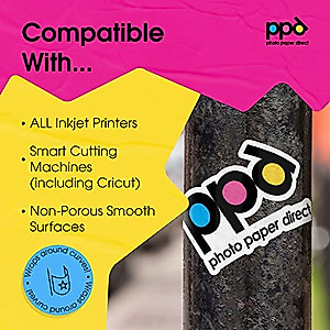 PPD 20 Sheets Inkjet Creative Media Matte Self Adhesive Vinyl Sticker Paper 8.5x11 PREMIUM Commercial Grade 4.7mil Thick Full Sheet Photo Quality Instant Dry Scratch and Tear Resistant (PPD-38-20)