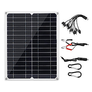 Dioche Portable Solar Panel, Solar Charge Controller, 25W DC 18V/5V Dual USB High Conversion Solar Power Bank Panel for Camping Travelling Car Boat Charger