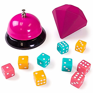 Bunco: A Very Social Game - 12-Player Party Dice Game Includes Dice, Scorecards, Pencils, Bell, & Squishy Traveling Jewel - Family Game Night Board Games, Party Supplies, & Fun Activities