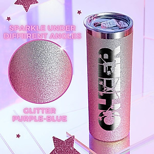 Onebttl Cheerleader Glitter Tumbler Gifts For Girls - Cheer - 20oz/590ml Stainless Steel Insulated Tumbler with Straw, Lid - Gift for Cheerleading, Coach or Cheer Squad - (Pink-Sliver Gradient)