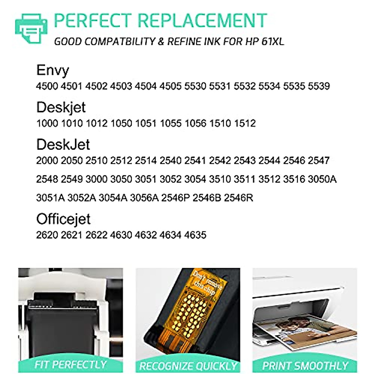 RETCH Remanufactured 61 XL Ink Cartridges Replacement for 61XL 61 Works with Envy 4500 4502 5530 DeskJet 2540 2541 2546 2549 3050 3510 OfficeJet 2620 4630 4632 Printer (Black 2-Pack)