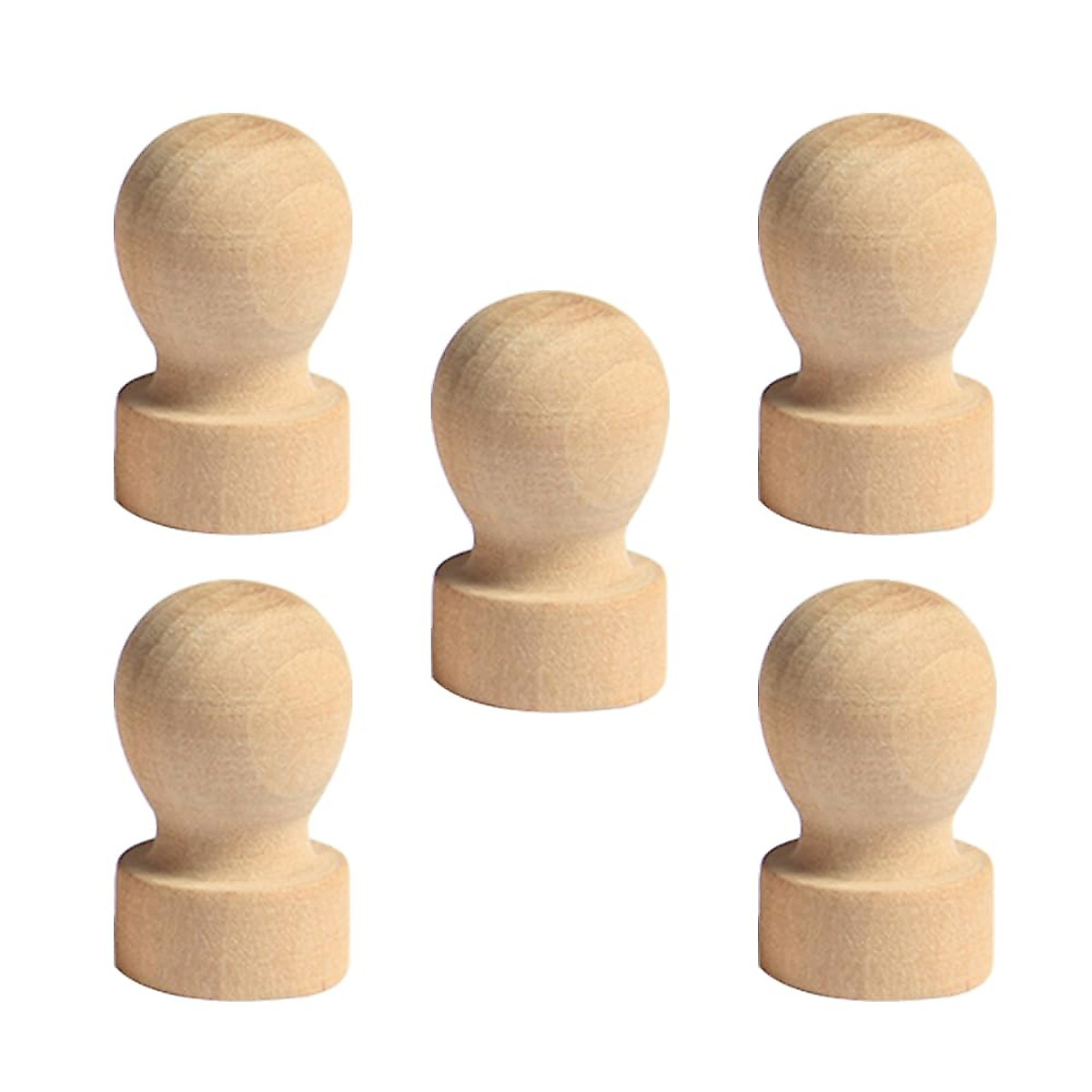 Healifty 5pcs 2.5cm Stamp Wooden Round Handle DIY Stamp Wood knobs,Drawer pulls and knobs for Scrapbooking Craft Card Diary