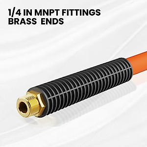 Giraffe Tools Air Hose, 3/8 inch x 50 ft Air Compressor Hose, 1/4 in. MNPT Fittings, Hybrid 300 PSI, Kink Resistant, Lightweight Lead-in Air Hose, All-Weather Flexibility, Orange