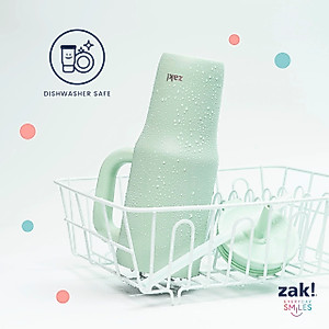 Zak Designs Sutton Travel Tumbler for On the Go, 40oz Stainless Steel with Vacuum Insulation, Silicone Straw, and Carry Handle for Cold Drinks (Cream White)