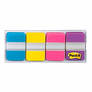 Post-it Tabs, 1 in Solid, Aqua, Yellow, Pink, Violet, 22/Color, 88/Dispenser (686-AYPV1IN)