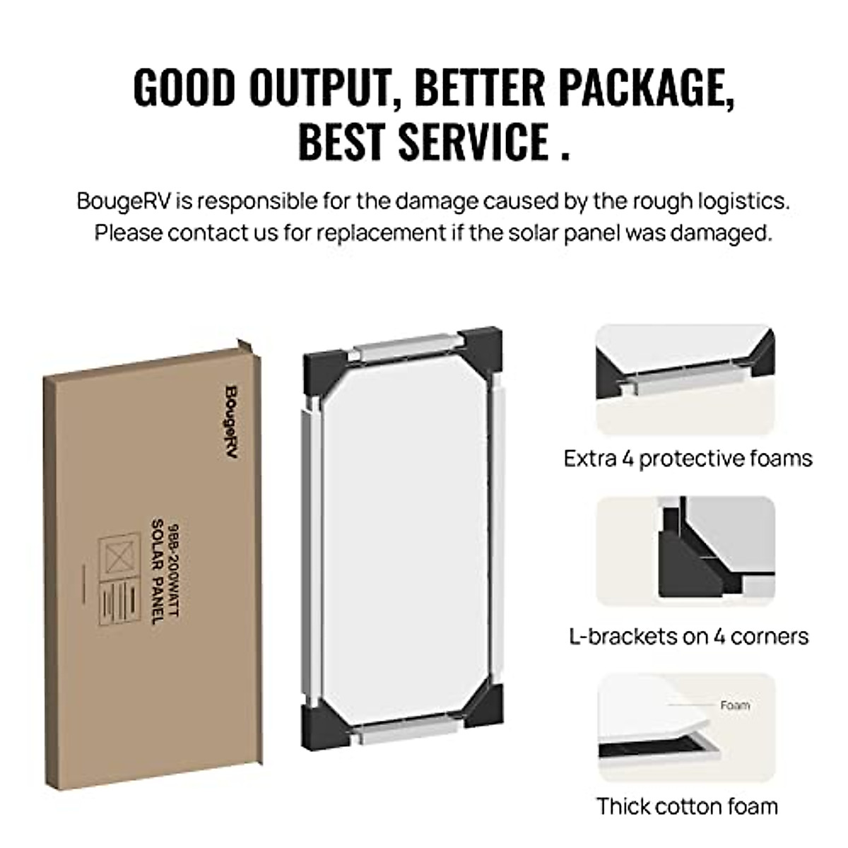 BougeRV 9BB Cell 200 Watts Solar Panel,23% High-Efficiency Mono Module Monocrystalline Technology Work with 12 Volts Charger for RV Camping Home Boat Marine Off-Grid