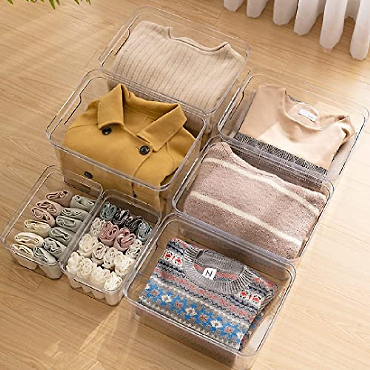 Tidyhome - 2 XLARGE Clear Plastic storage bins with lids- (14inchL×11inchW×9inchH)-Bins Handle for Office, Entryway,Cabinet, Bedroom, Laundry Room, Nursery and Transparent 14.2inchL×11inchW×9inchH