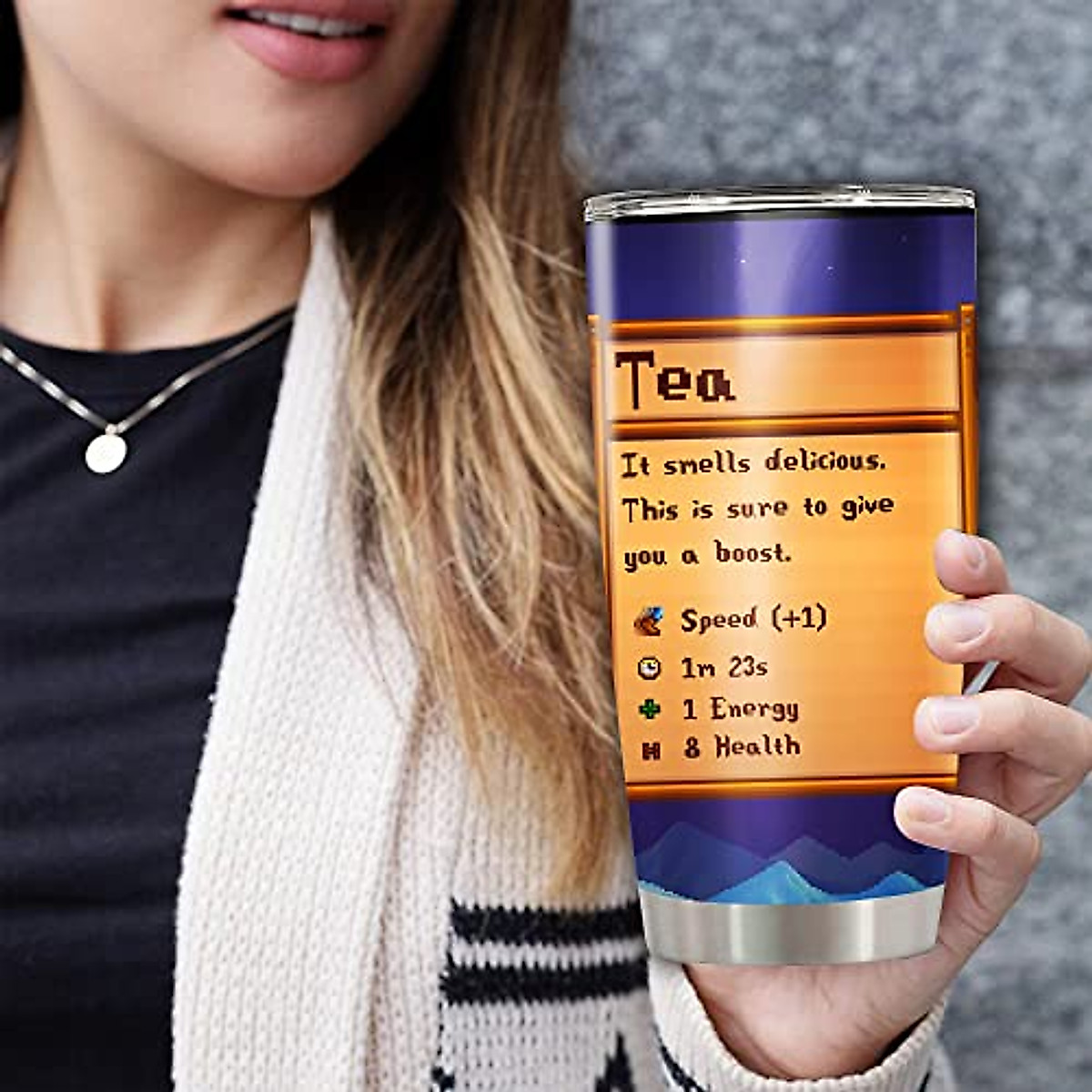 DOINB TIAN Insulated Tumbler Stardew With Lid Valley Tea Cool Stainless Steel Coffee Cup 20 Oz Vacuum Tumblers Travel Mug, White, 20, 30oz