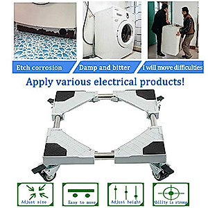 Multi-Functional Furniture Dolly Roller Base Adjustable Movable Base Refrigerator Stand for Washing Machine Refrigerator and Dryer (4 Wheel)