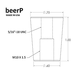 Beer Tap Ferrule & Hanger Bolt Set Metric - 5/16"-18 Top, M10x1.5 Bottom with 5/16" Hanger Bolt - 5 Sets