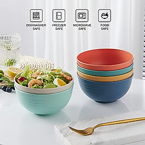 FDBTL 24OZ Cereal Bowls Set of 6 Unbreakable Wheat Straw Bowls Lightweight Dishwasher & Microwave Safe Bowl Set Reusable BPA Free for Soup Rice Salad Ramen Salad Fruit