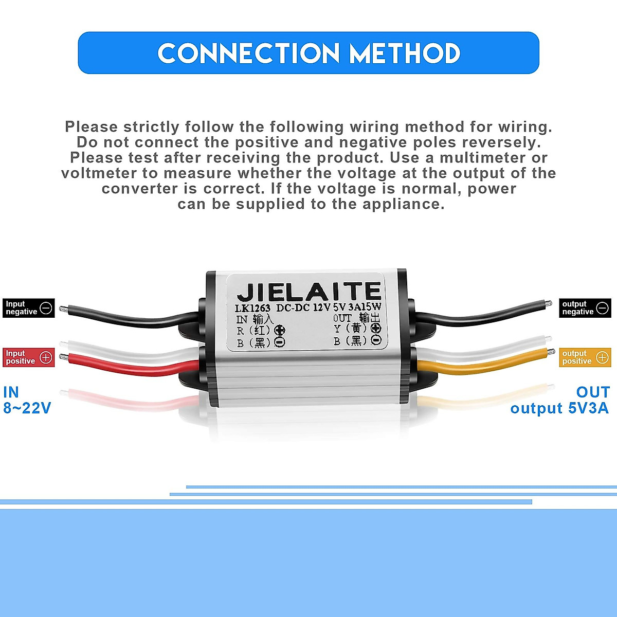2 Pieces Car Power Converter Waterproof 12V to DC 5V Buck Voltage Regulators 3A 15W Voltage Converter Module for Car Truck Boat Solar System (Accept DC 8V - 22V Inputs)