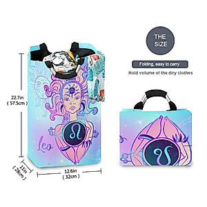 Zodiac-sign-leo Foldable Laundry Basket, Laundry Bag with Handles for Home Bathroom Bedroom/Toys Storage Organizer