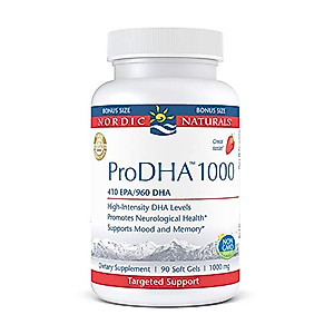 Nordic Naturals ProDHA 1000, Strawberry - 90 Soft Gels - 1660 mg Omega-3 - High-Intensity DHA Formula for Neurological Health, Mood & Memory - Non-GMO - 45 Servings
