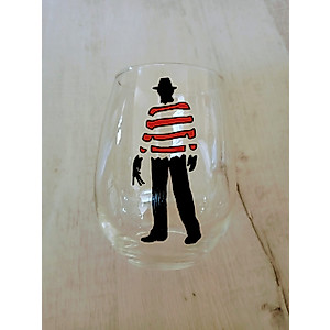 Freddy Krueger Silhouette Hand Painted Wine Glass/Nightmare on Elm Street