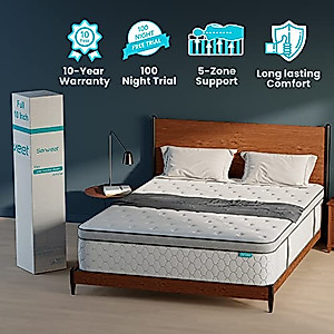 Serweet 8 Inch Memory Foam Hybrid Twin Mattress - 5-Zone Pocket Innersprings Motion Isolation - Heavier Coils for Durable Support -Pressure Relieving - Medium Firm - Made in North America