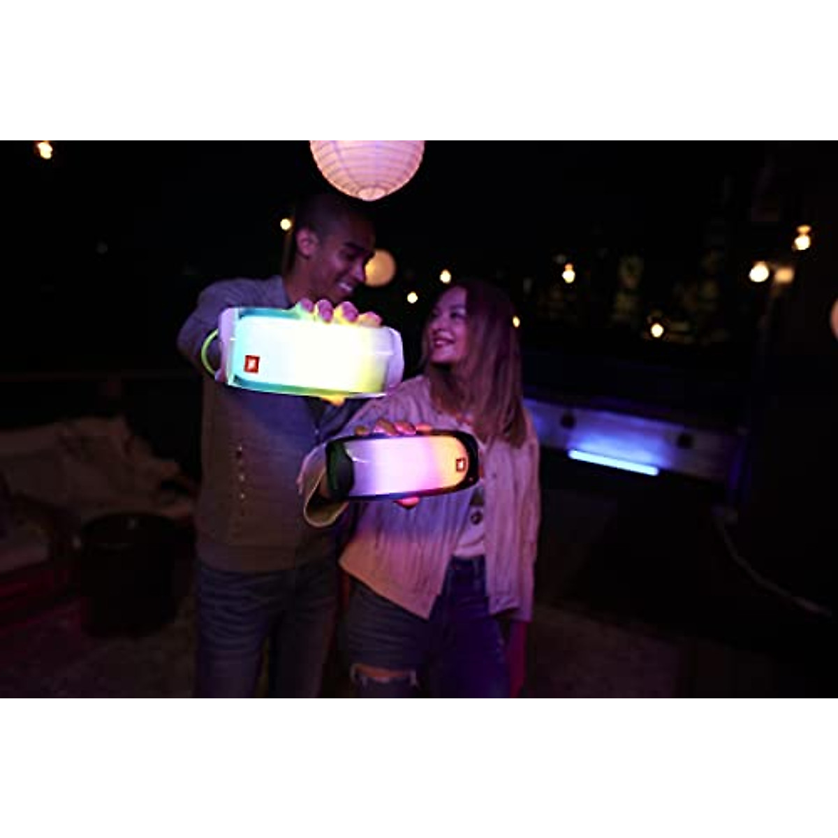 JBL Pulse 4 - Portable Bluetooth Speaker with 360 degrees LED lights, powerful sound and deep bass, IPX7 waterproof, 12 hours of playtime, JBL PartyBoost for multiple speaker pairing (White)