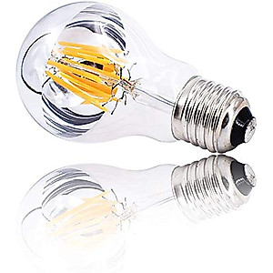 Half Chrome LED Filament Bulb A19 8W LED Light Bulb, Silver Bowl Tipped, E26 Base, Soft Warm White 2700K, 70W Equivalent, 110-120VAC, Dimmable (8)