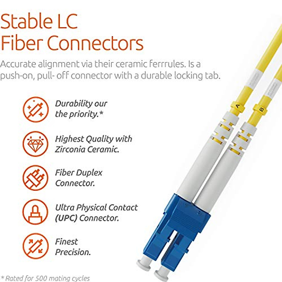 BEYONDTECH LC to SC Single Mode Fiber Patch Cord (Insensitive) - Duplex - 5M - UPC/UPC - 9/125um OS2 100G PureOptics Cable Series