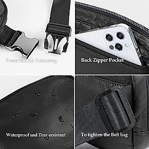 ODODOS Mini Belt Bag with Adjustable Strap, Vegan Leather Fanny Pack Small Waist Pouch for Workout Running Traveling Hiking, Matt Black