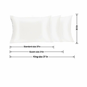 Kinself Silk Pillowcase for Hair and Skin, 2 Pack 100% Both Side Mulberry Silk Bed Pillowcase with Hidden Zipper, Silk Pillow Cover 19 Momme Soft Breathable Smooth King Pillow Case (White)