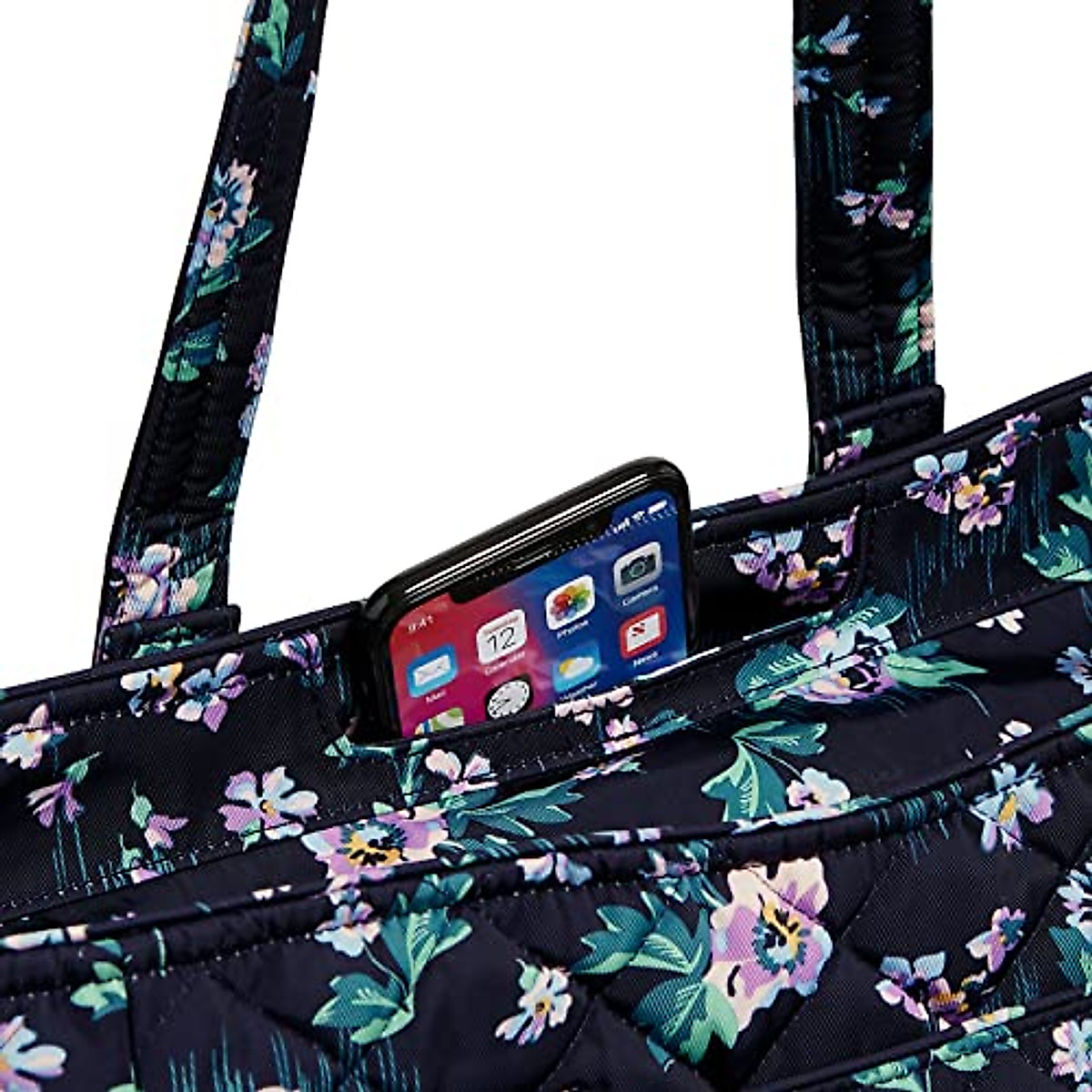 Vera Bradley Women's Performance Twill Work Tote Bag, Navy Garden, One Size