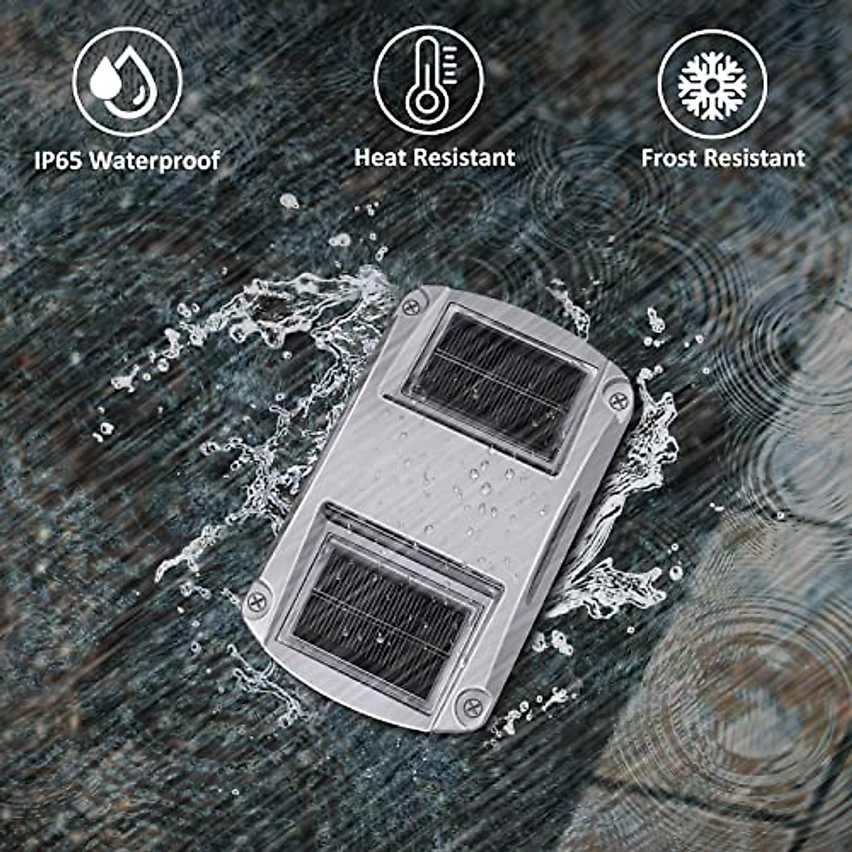 12 Pack Metal Solar Powered Waterproof Driveway Lights,Solar Dock Lights,Solar Driveway Lights ,Solar Deck Lights Outdoor Solar Dock lights Marine For Step Sidewalk Pathway Garden Yard(Warm Light)