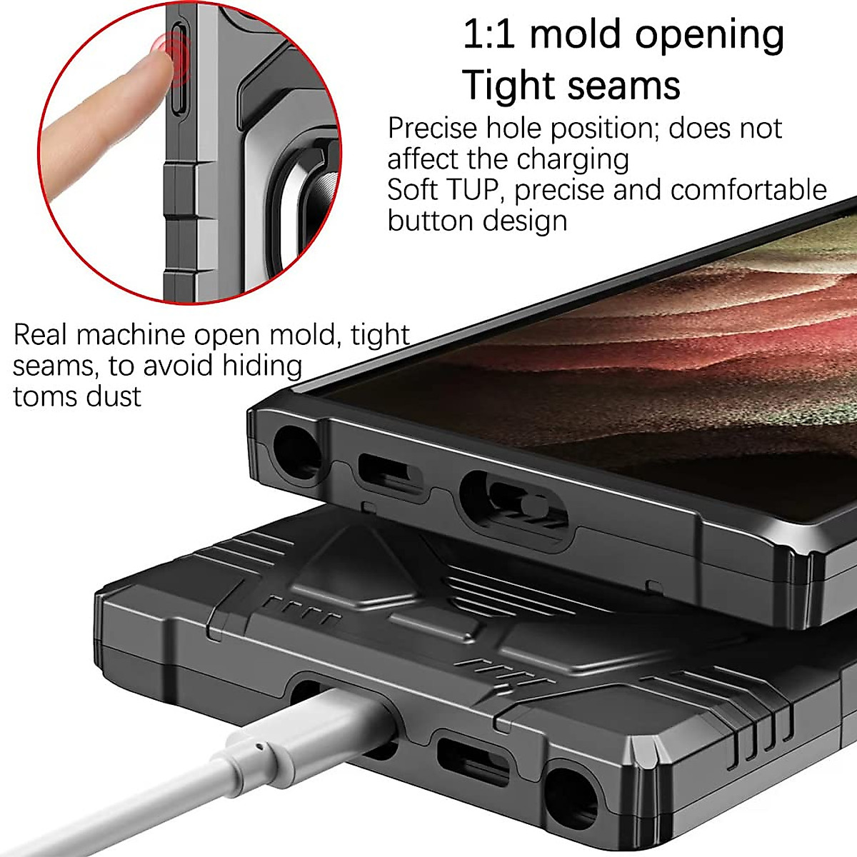 Case for Galaxy Xcover 6 Pro,Ring Kickstand for Magnetic Car Mount, Heavy Duty Military Grade Shockproof Phone Cover,PC+TPU Impact-Resistant Bumpers Protective Case,Drop-Proof,Scratch-Proof (Black)