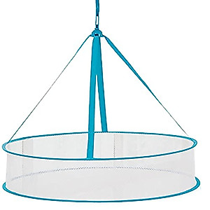 Qtopun Foldable Hanging Mesh Dryer, Sweater Drying Rack Single-Layer Flat Clothes Drying Net Laundry Hanging Mesh Rack for Underwear Lingerie Toy Herb --- Blue