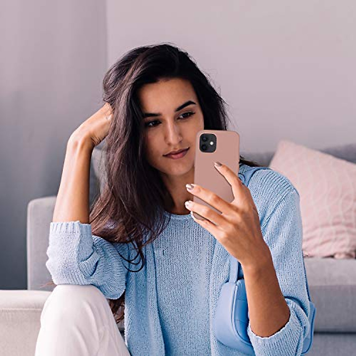 Cordking Designed for iPhone 12 Case, Designed for iPhone 12 Pro Case, Silicone Shockproof Phone Case with [Soft Anti-Scratch Microfiber Lining] 6.1 inch, Light Brown