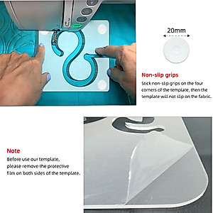 Kapyoo 4Pcs Free Motion Quilting Templates Machine Quilting Templates Quilting Rulers Quitling Design Quilting Supplies Quilting Stencil with Non-Slip Grips (Continuous Line Design Series)